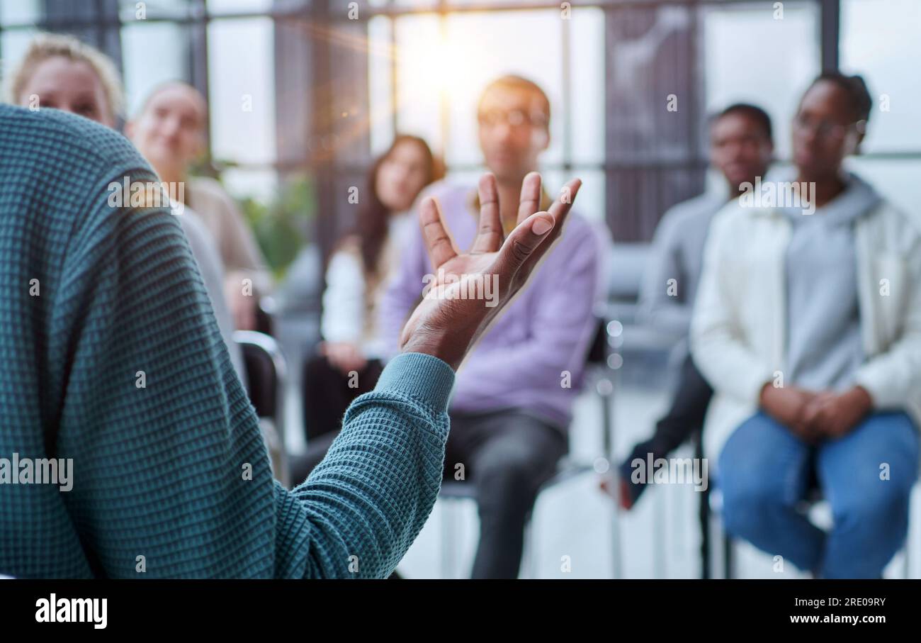 audience of young people sitting in the conference room Stock Photo - Alamy