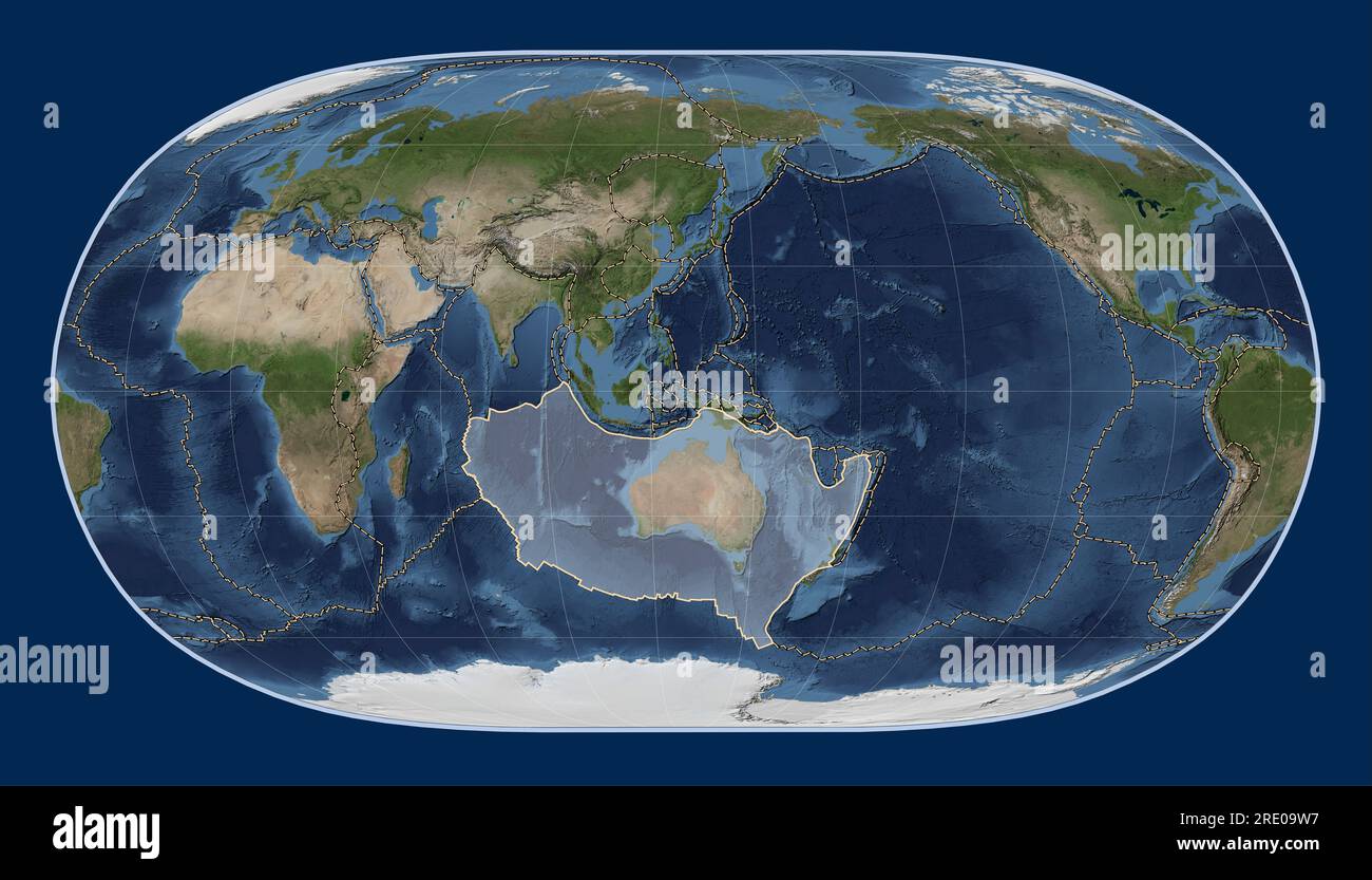 Australian tectonic plate on the Blue Marble satellite map in the ...