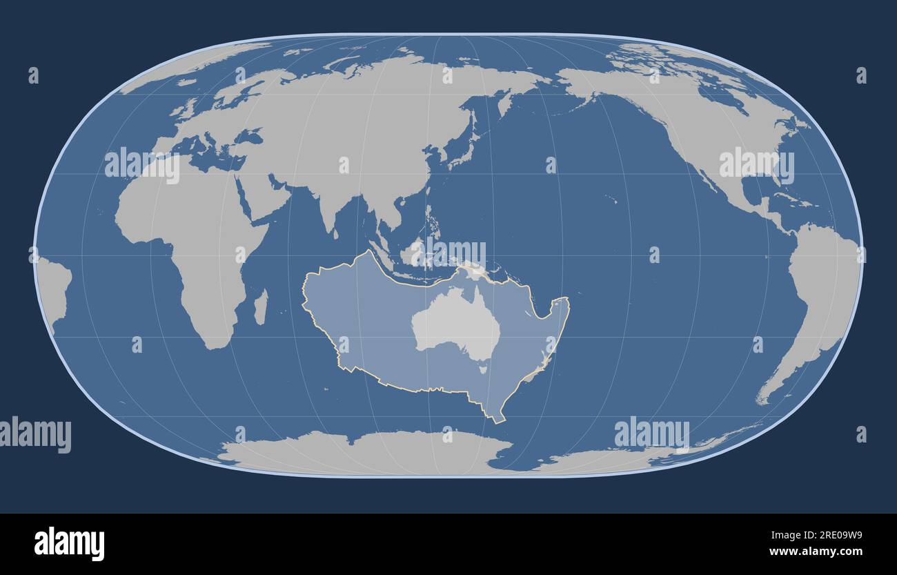 Australian tectonic plate on the solid contour map in the Natural Earth ...
