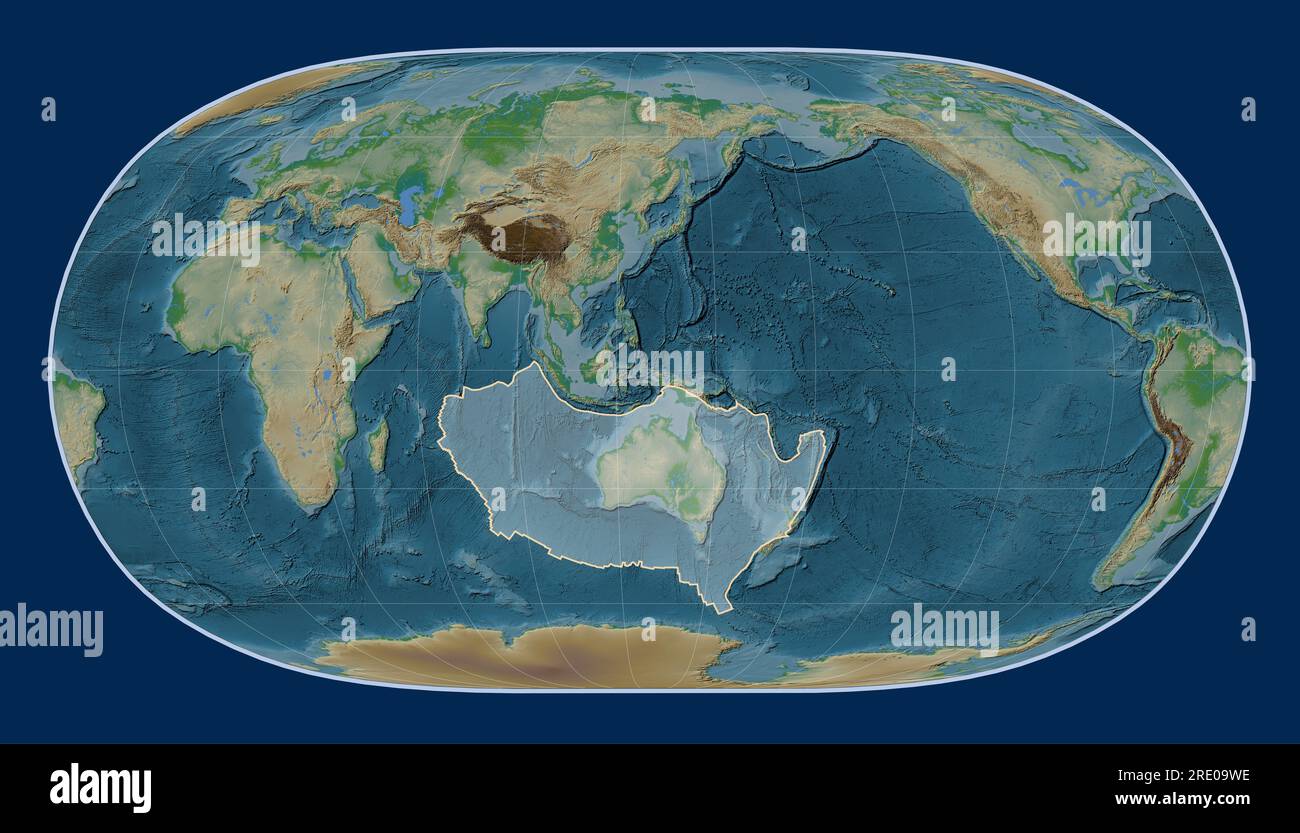 Australian tectonic plate on the physical elevation map in the Natural ...