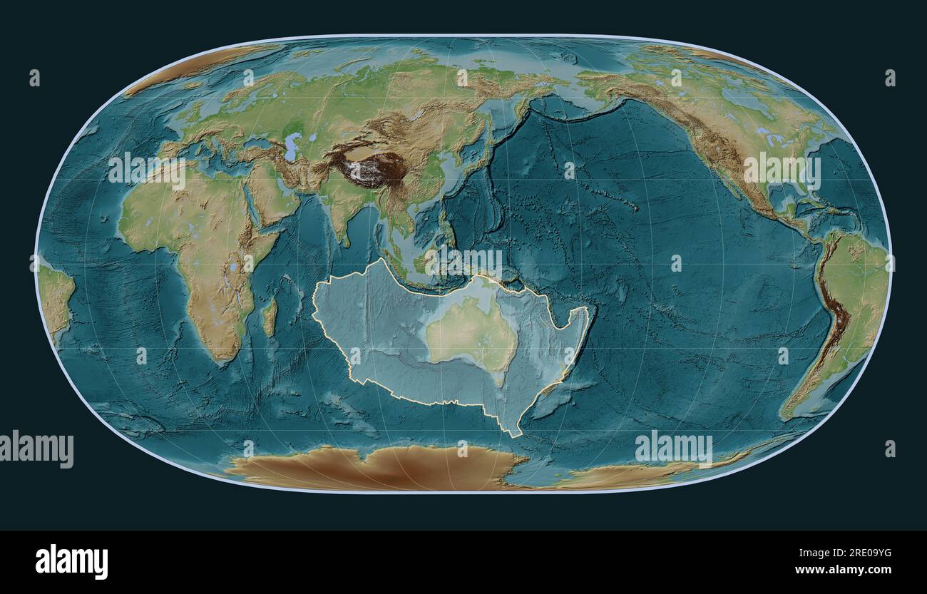Australian tectonic plate on the Wiki style elevation map in the ...