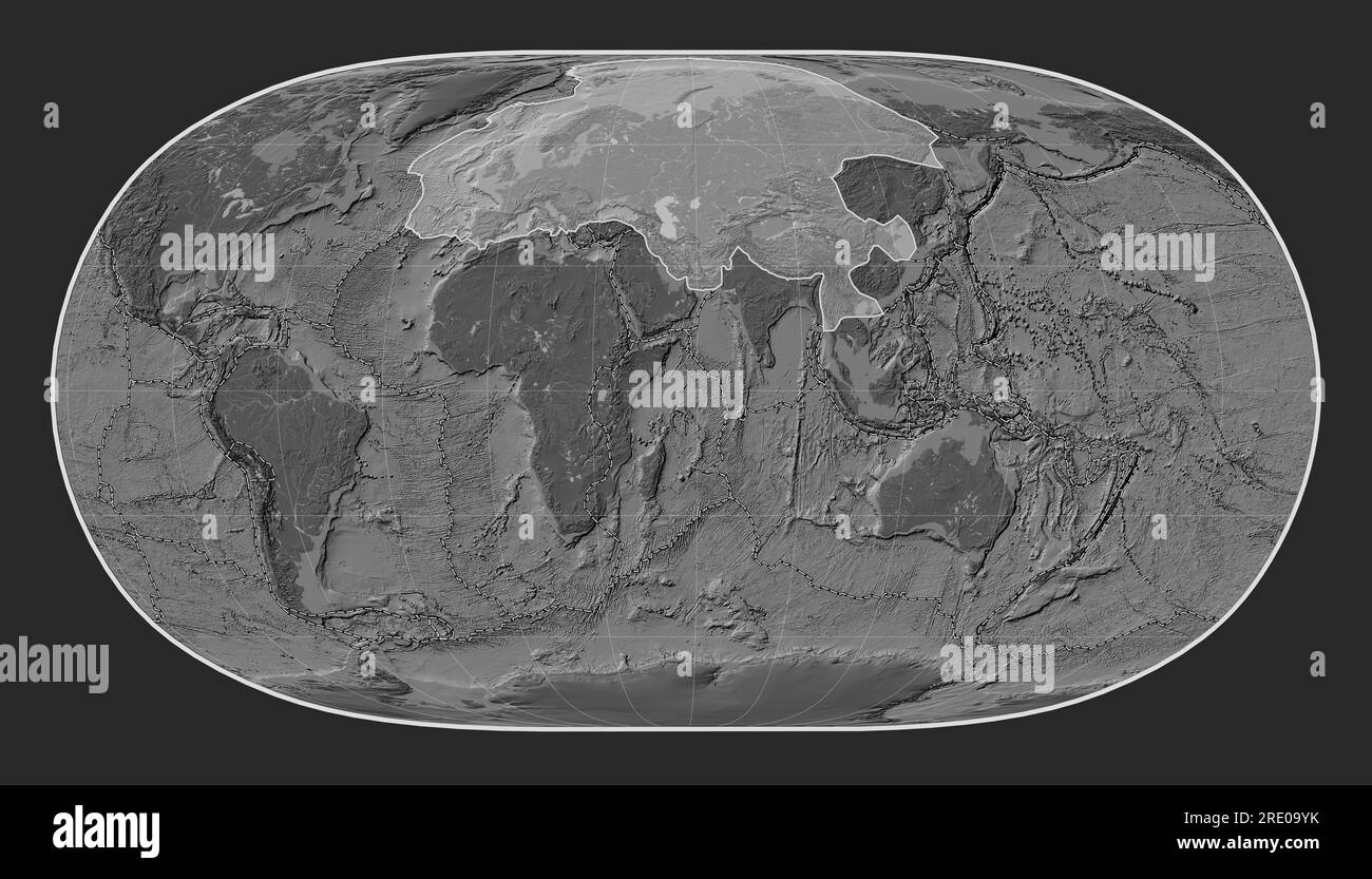 Eurasian tectonic plate on the bilevel elevation map in the Natural ...