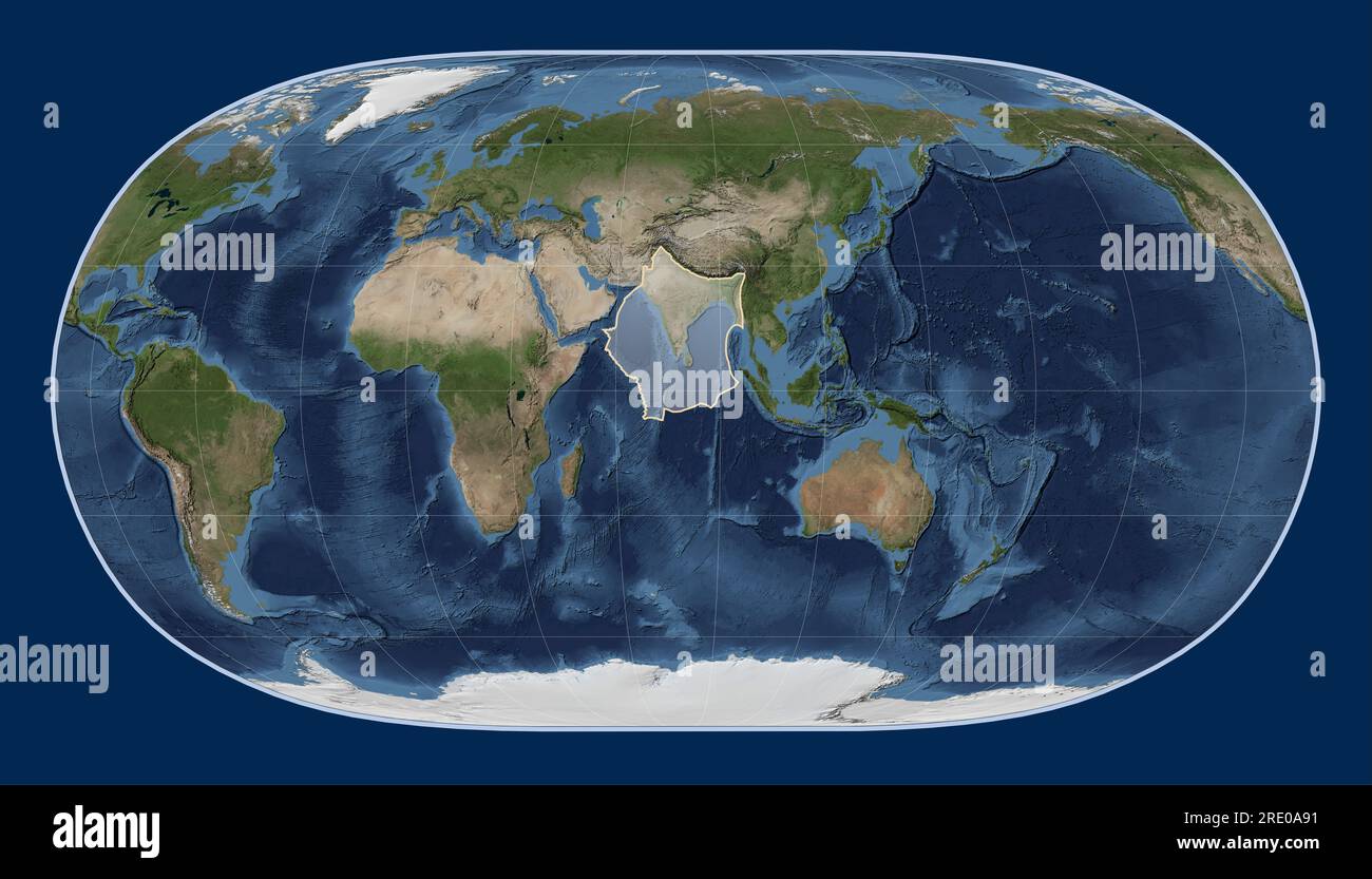 Indian tectonic plate on the Blue Marble satellite map in the Natural ...