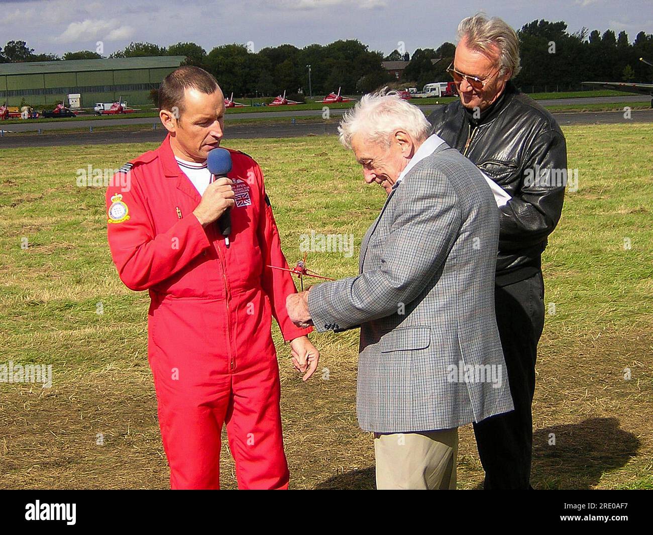 Red Arrows team leader, Red 1, Spike Jepson, presenting commemorative ...