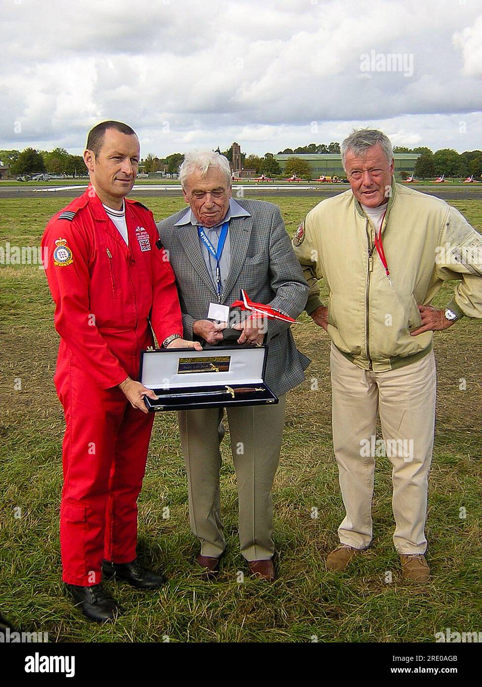 Red Arrows team leader, Red 1, Spike Jepson, presenting commemorative ...