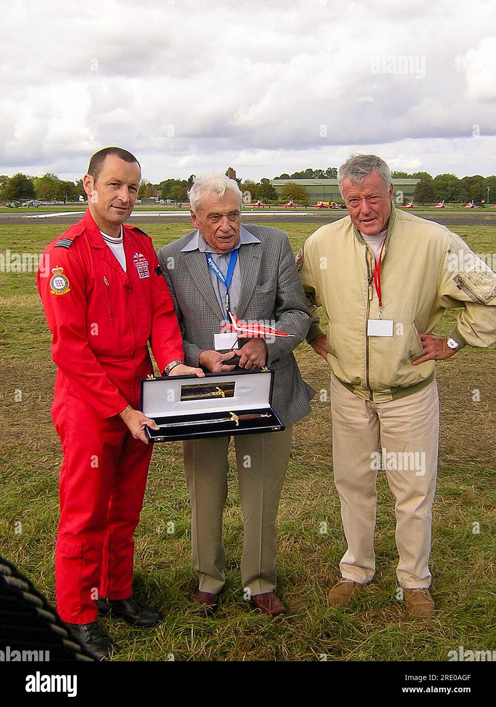 Red Arrows team leader, Red 1, Spike Jepson, presenting commemorative ...