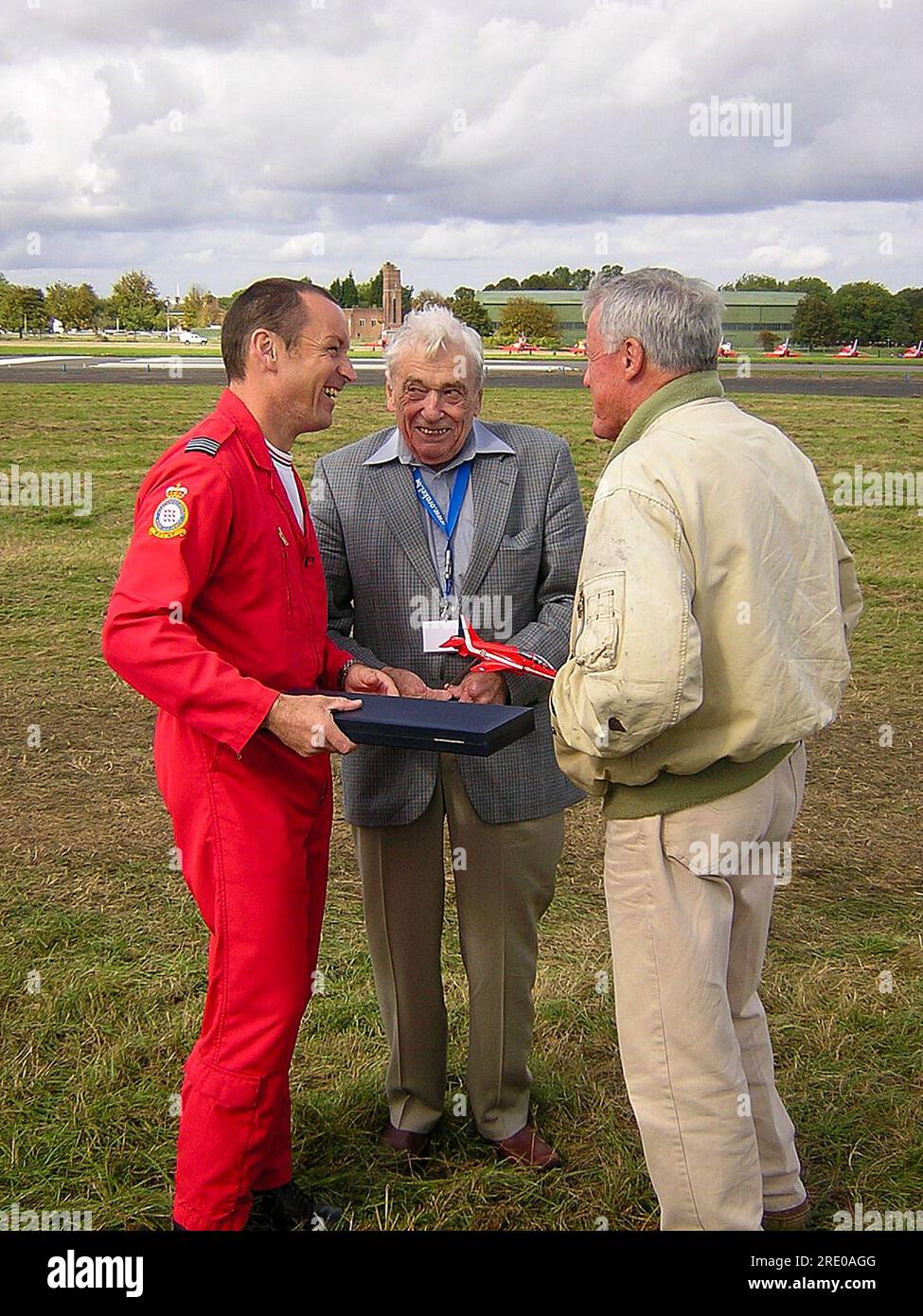 Red Arrows team leader, Red 1, Spike Jepson, presenting commemorative ...