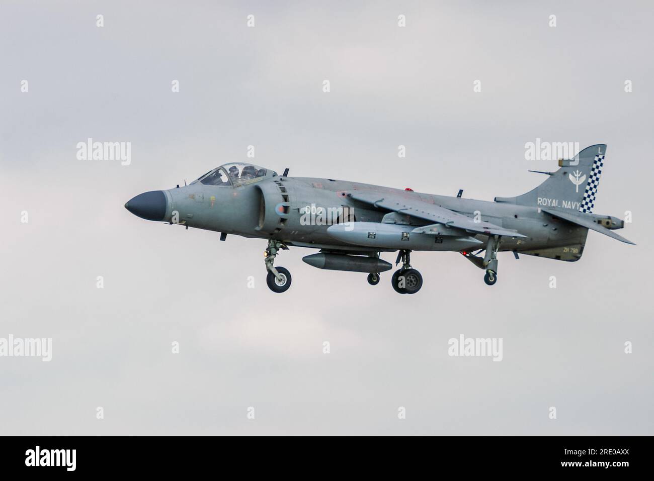Royal Navy BAe Sea Harrier FA2 fighter jet plane ZH798 flying at the ...