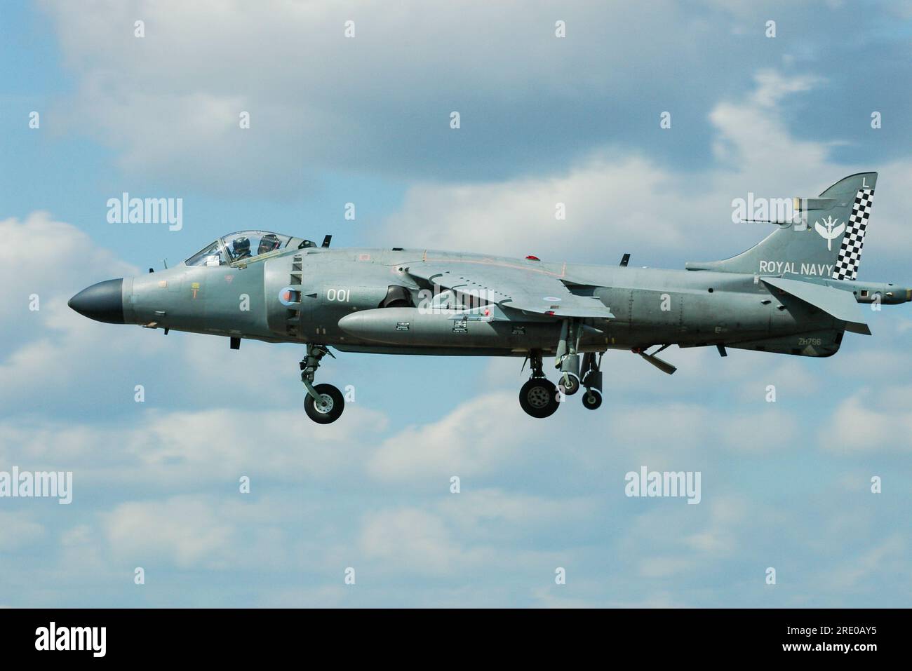 Royal Navy BAe Sea Harrier FA2 fighter jet plane ZH796 flying at the ...