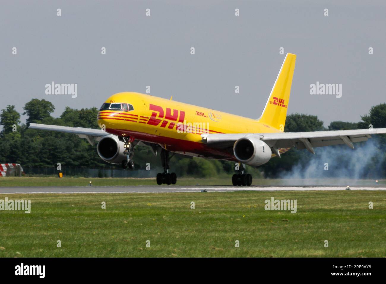 DHL Air Boeing 757 G-BMRD cargo transport jet plane landing at RIAT ...