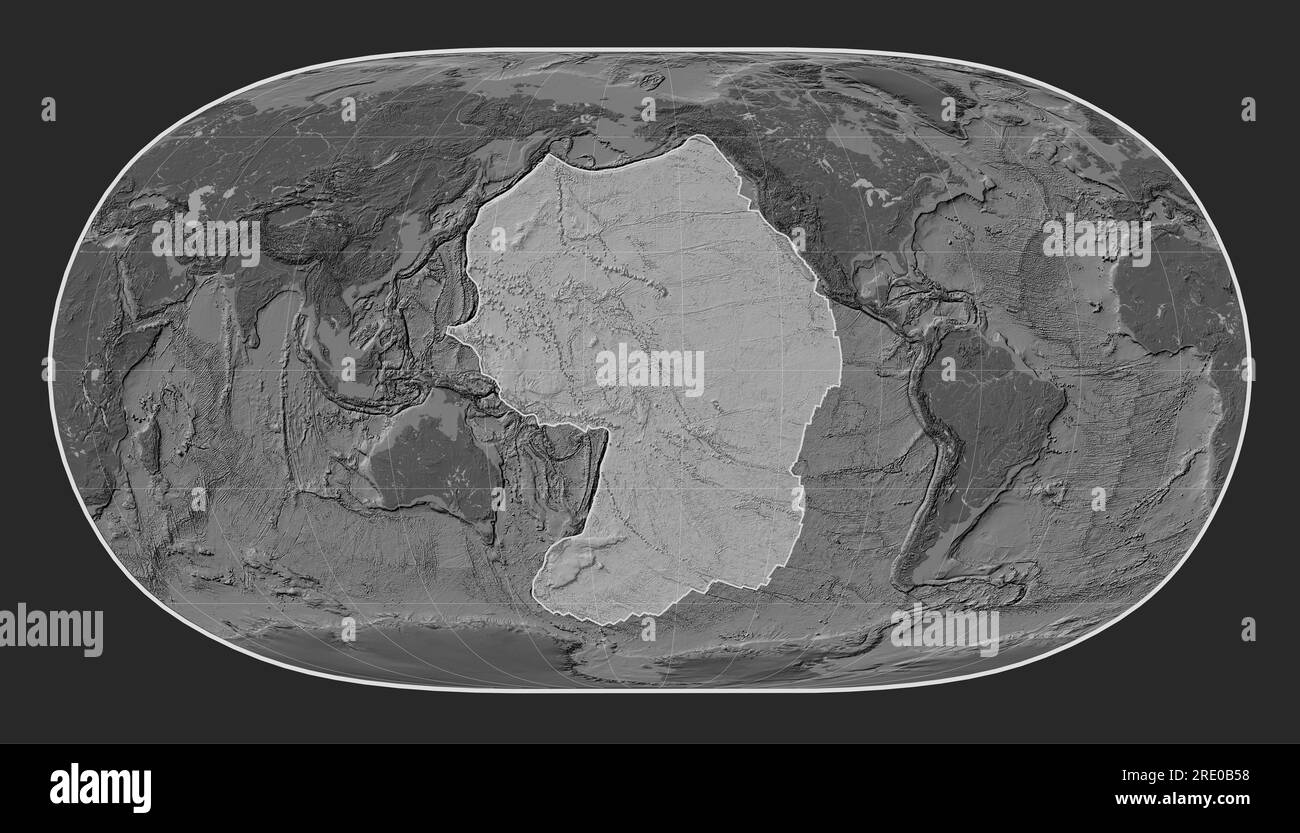 Pacific tectonic plate on the bilevel elevation map in the Natural ...
