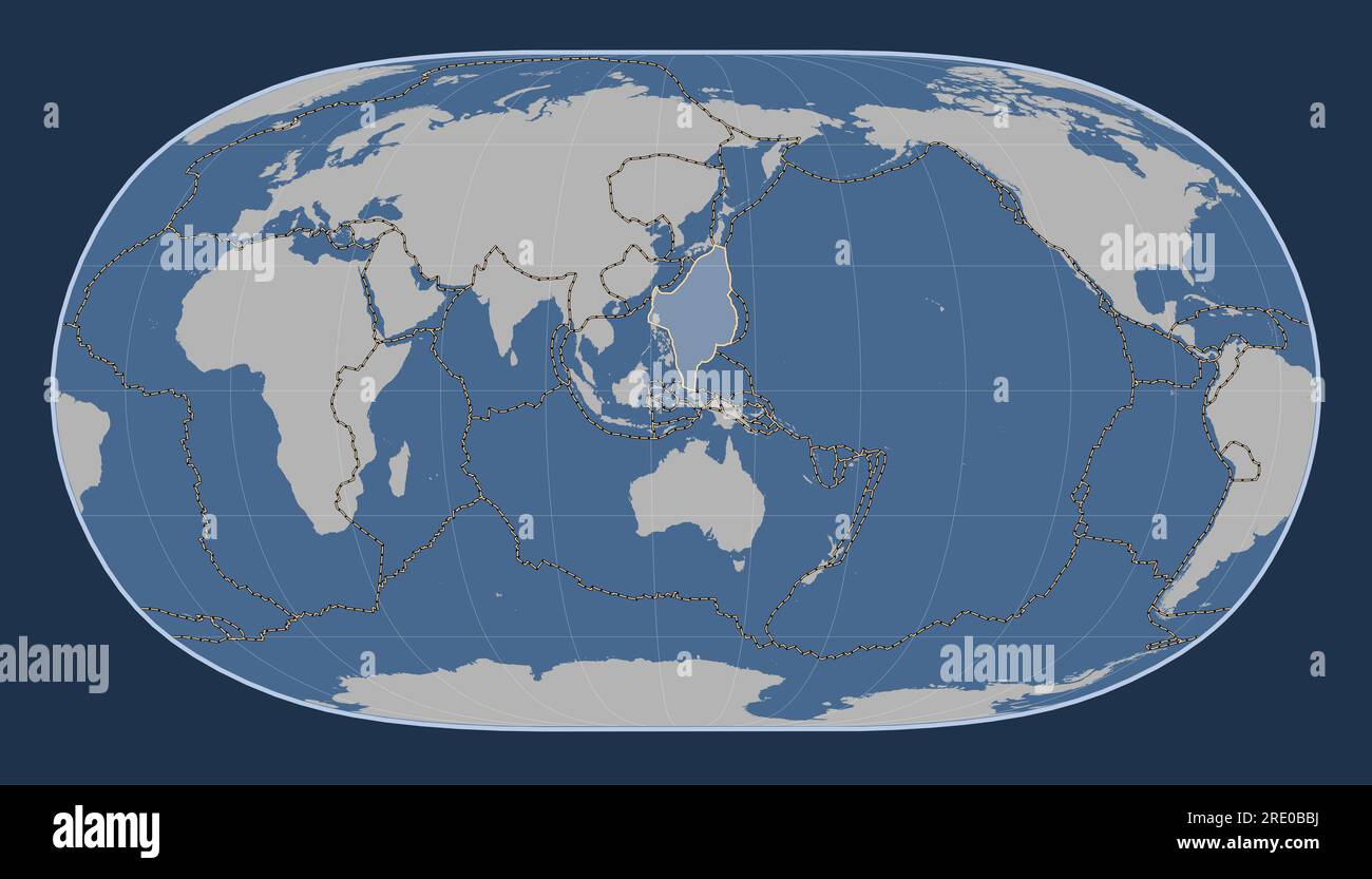 Philippine Sea tectonic plate on the solid contour map in the Natural ...