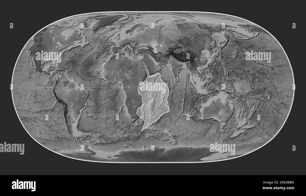 Somalian tectonic plate on the grayscale elevation map in the Natural ...