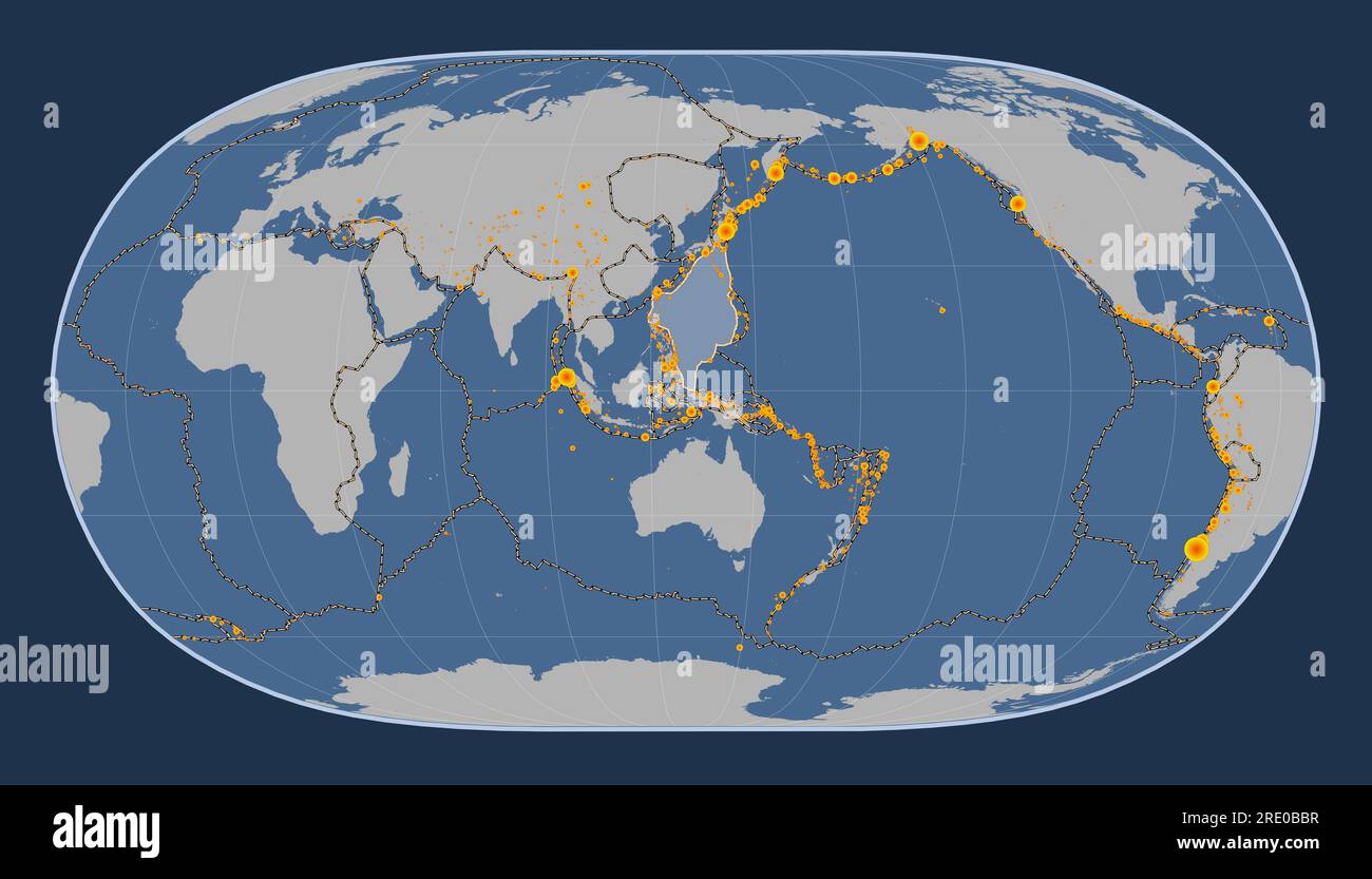 Philippine Sea tectonic plate on the solid contour map in the Natural ...