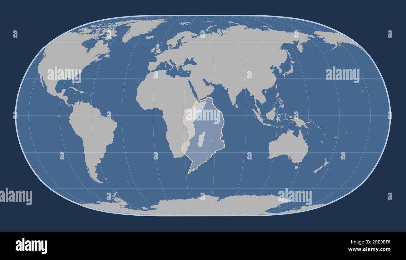 Somalian tectonic plate on the solid contour map in the Natural Earth ...