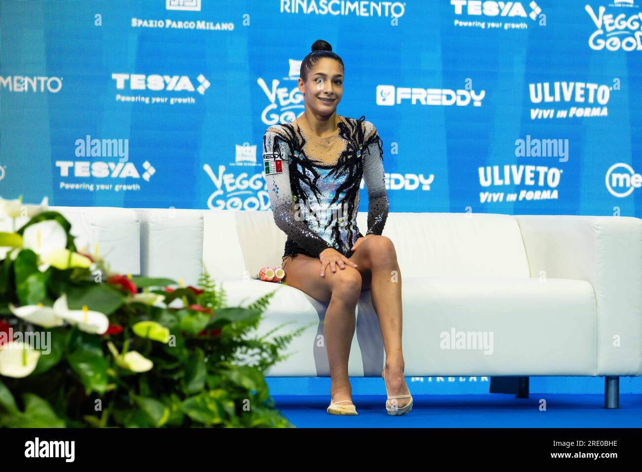 Milano, Salerno, Italy. 22nd July, 2023. Sofia Raffaeli (ITA) wait for the score at kiss and cry ...