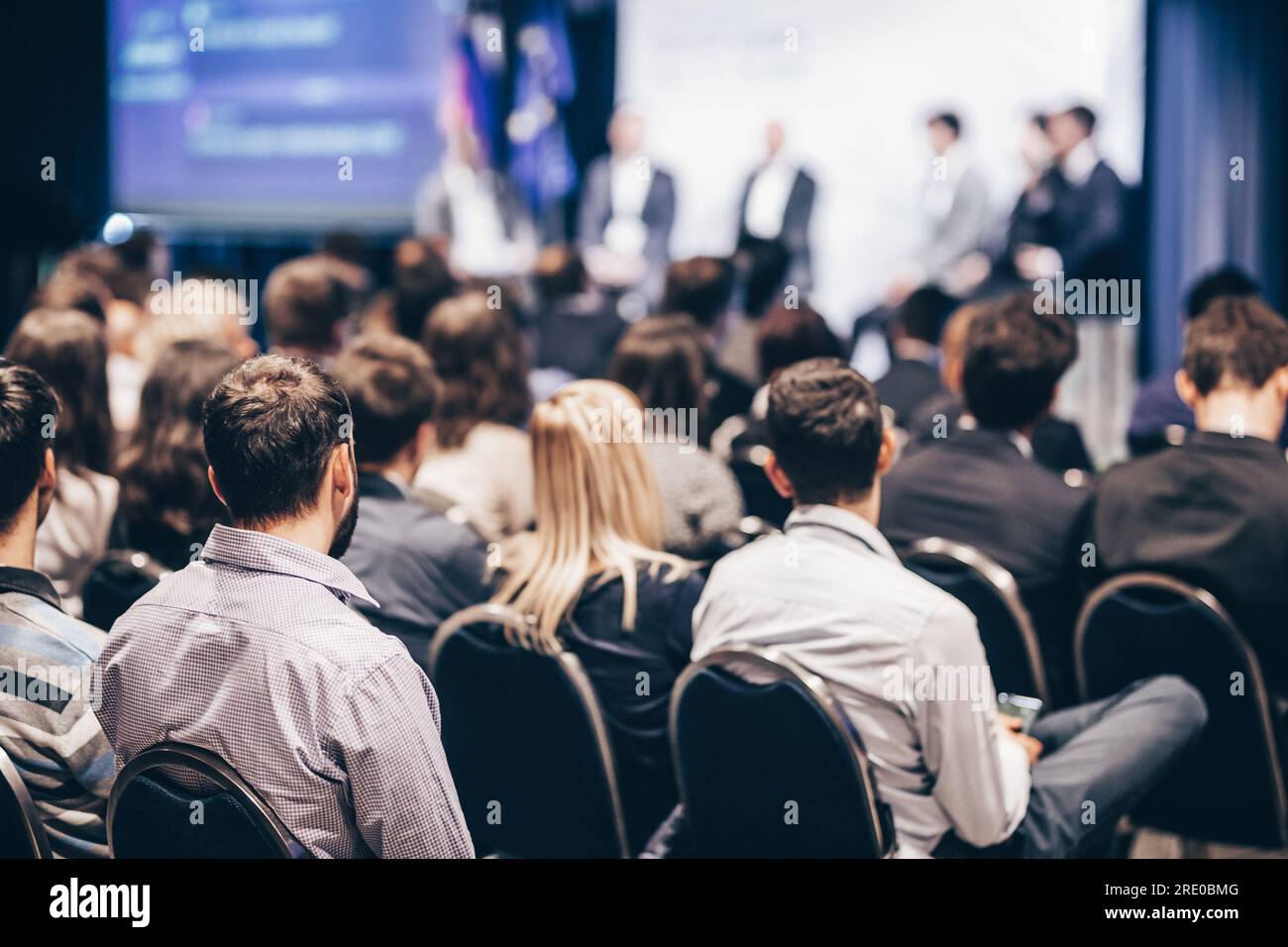 Round table discussion at business conference meeting event.. Audience ...