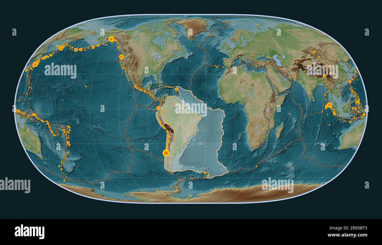 South American tectonic plate on the Wiki style elevation map in the ...