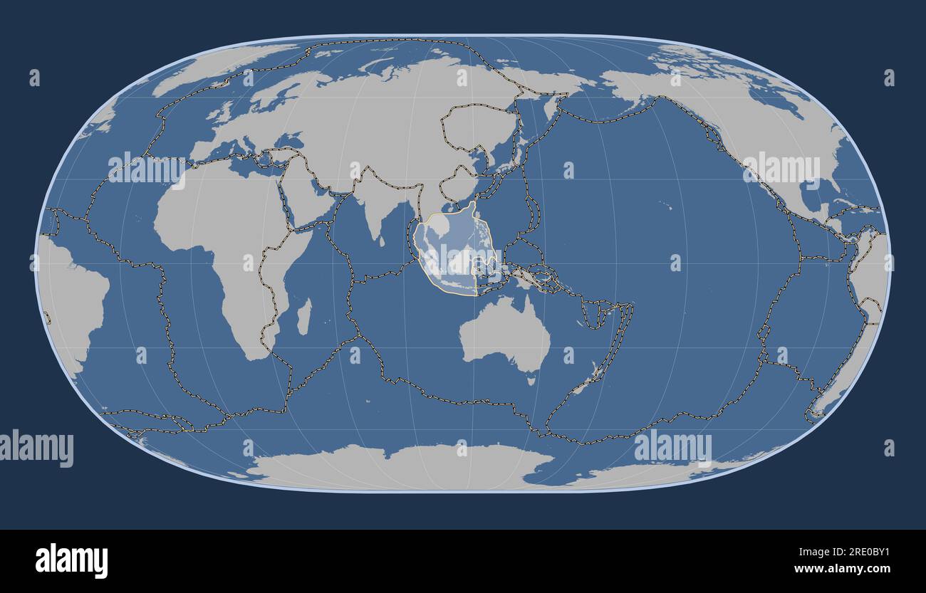 Sunda tectonic plate on the solid contour map in the Natural Earth II ...