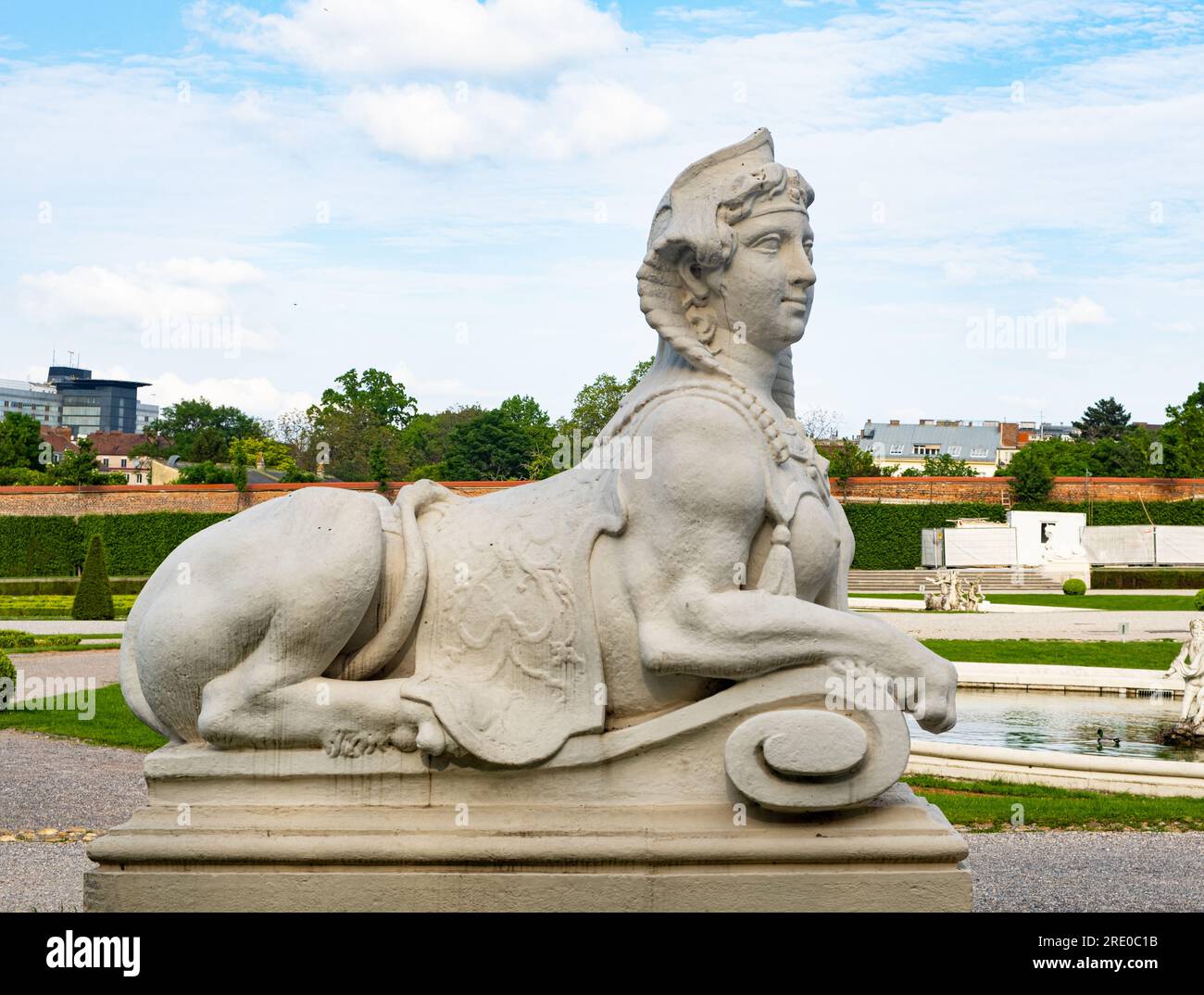 May 19, 2023, Austria, Vienna. Mythical marble sculpture of the sphinx ...