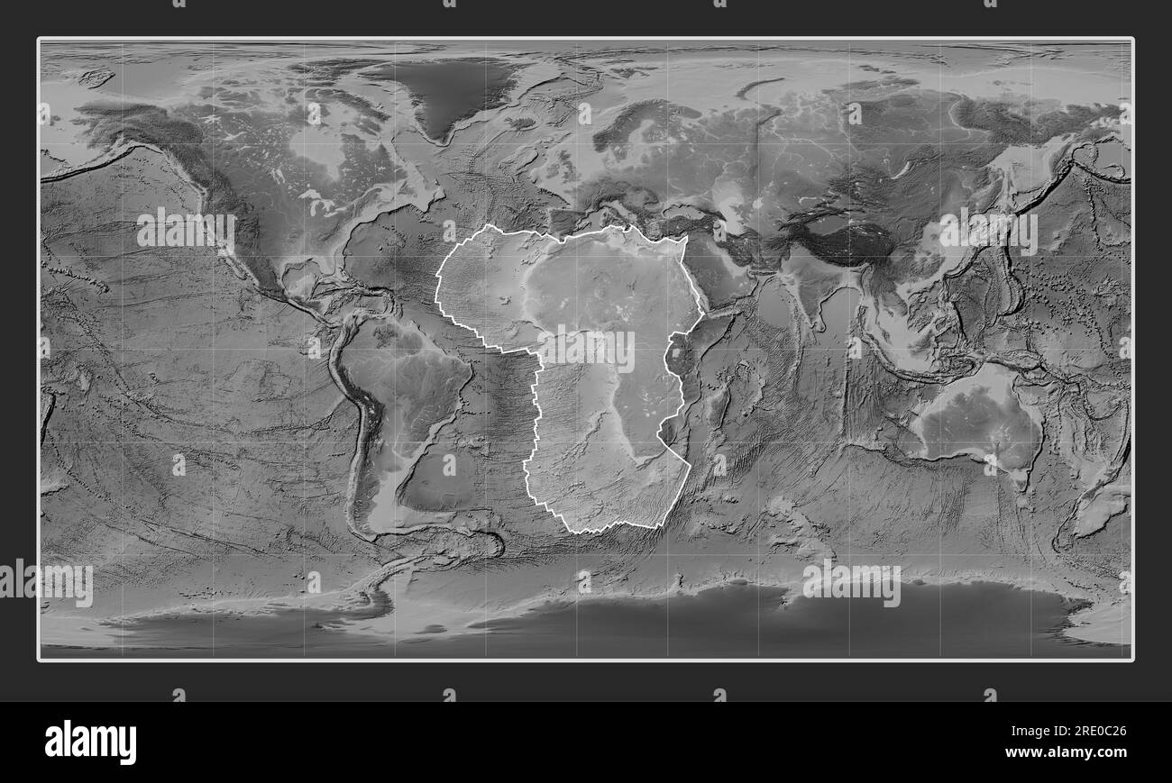 African tectonic plate on the grayscale elevation map in the Patterson ...