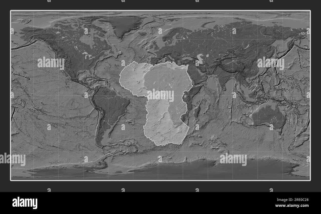 African tectonic plate on the bilevel elevation map in the Patterson ...