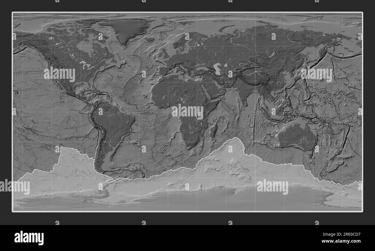 Antarctica tectonic plate on the bilevel elevation map in the Patterson ...