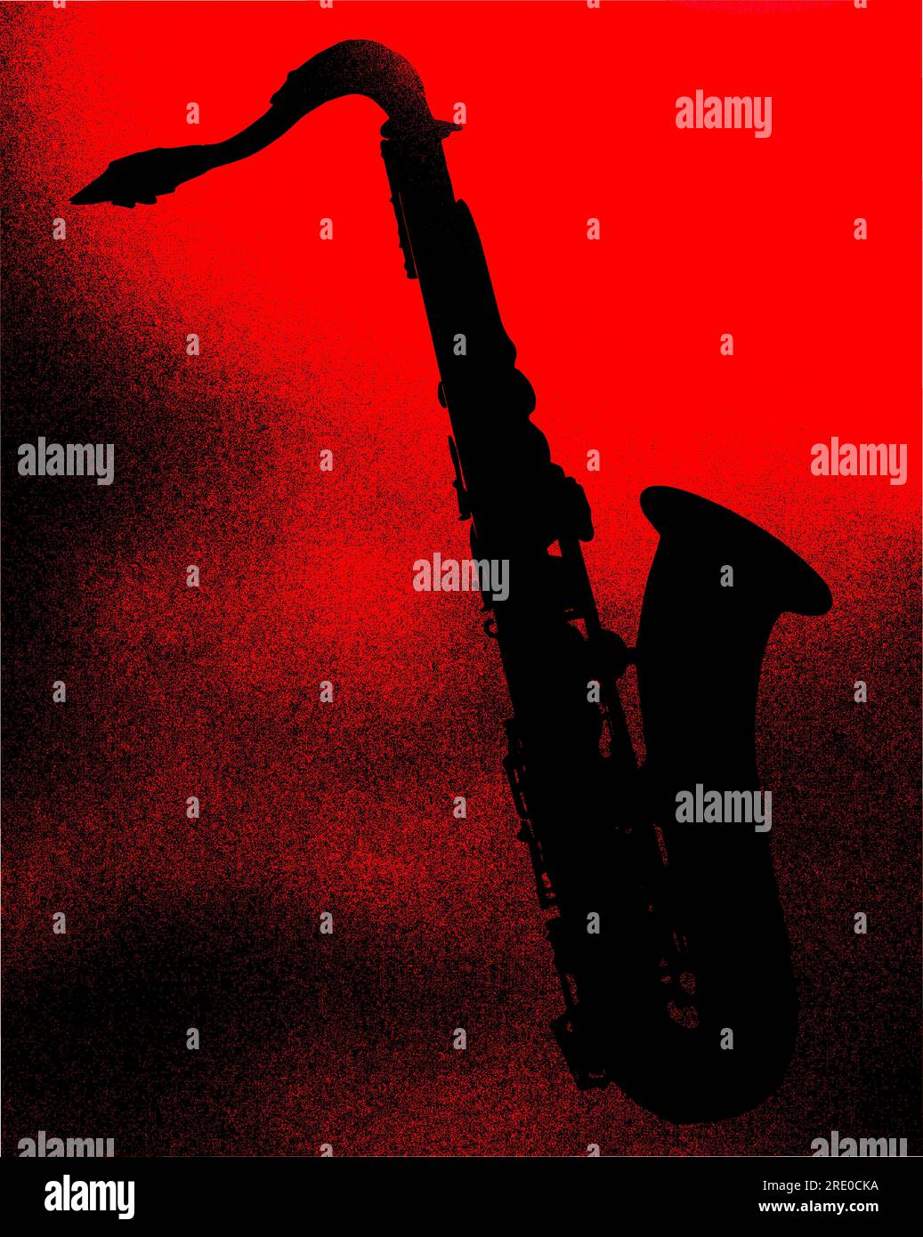 A saxophone silhouette on a red grunge background Stock Photo - Alamy