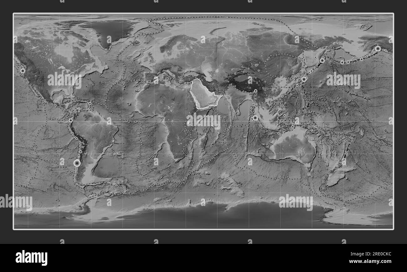Arabian tectonic plate on the grayscale elevation map in the Patterson ...