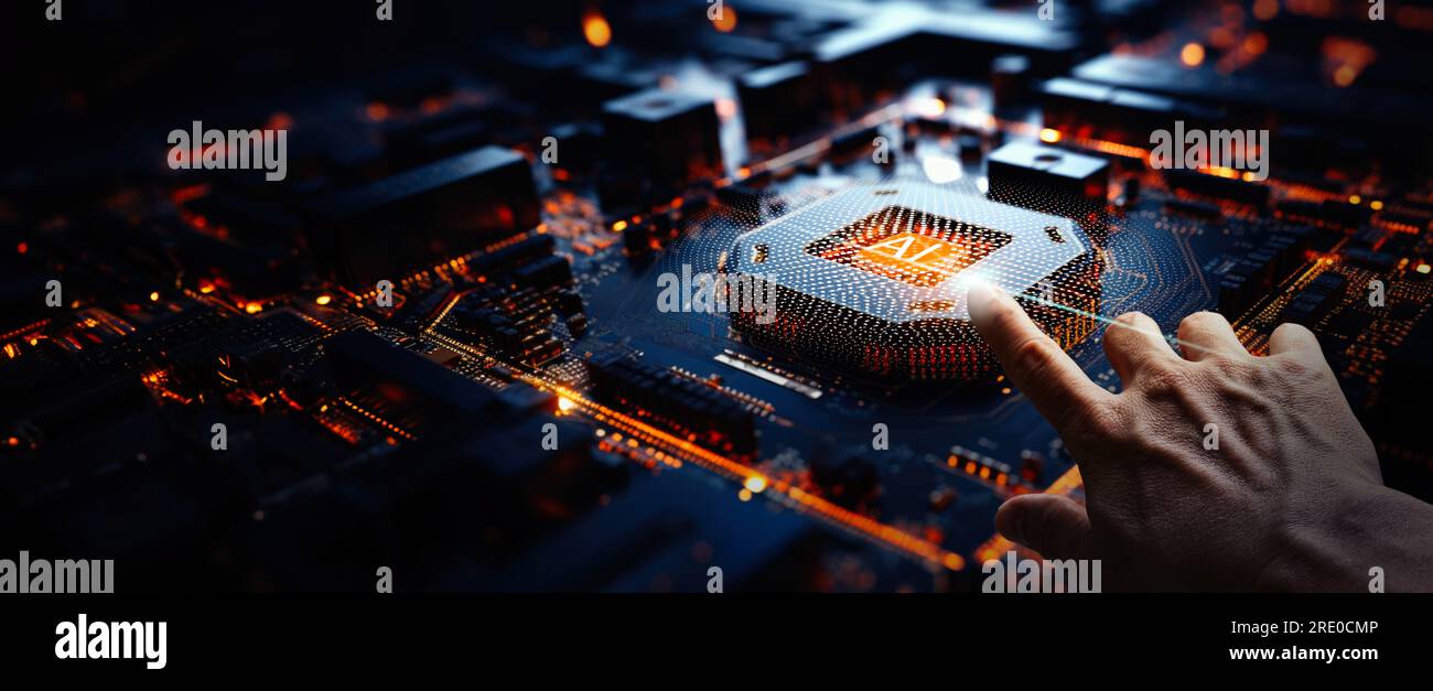 Artificial intelligence AI circuit board in shape electronic PCB ...
