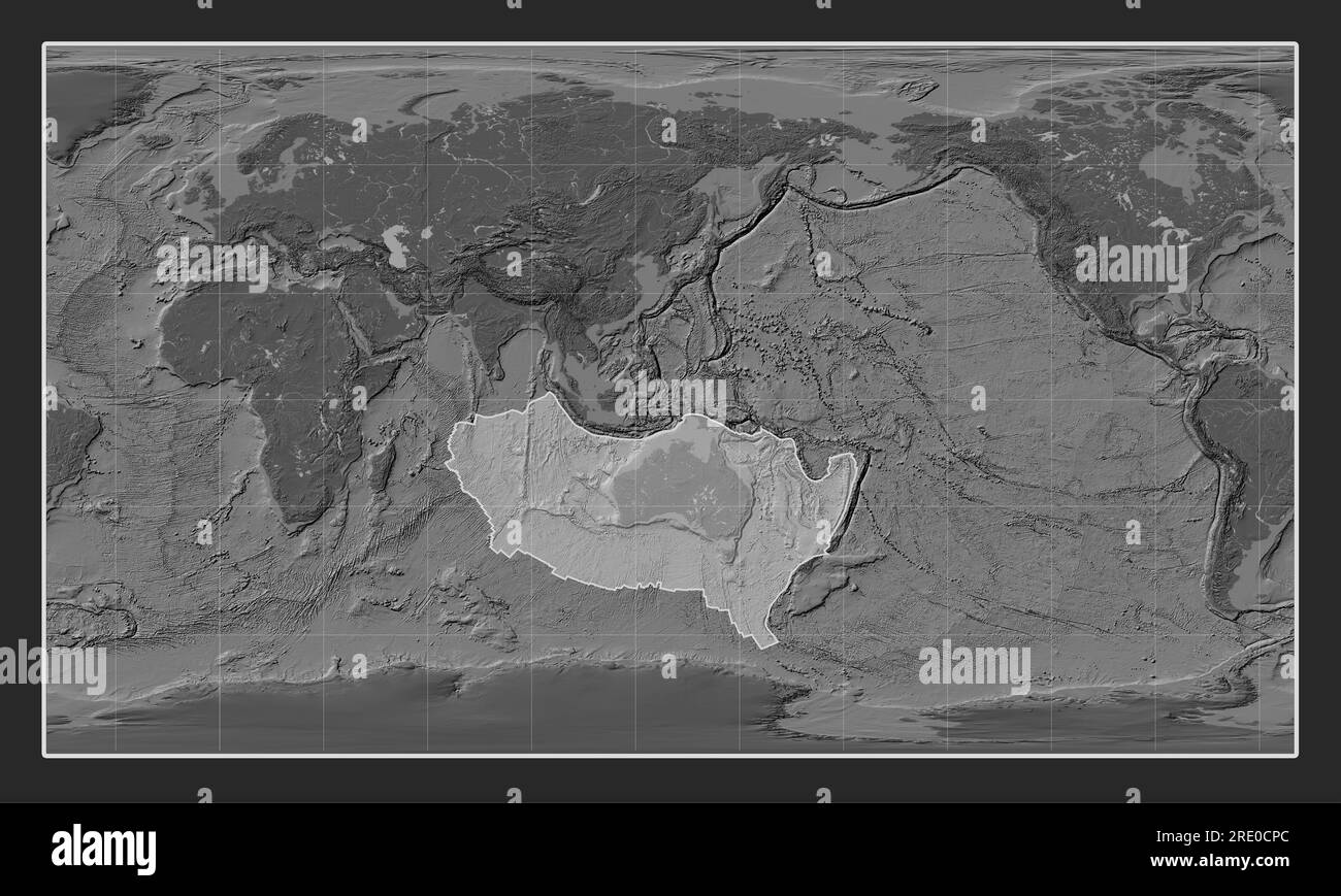 Australian tectonic plate on the bilevel elevation map in the Patterson ...