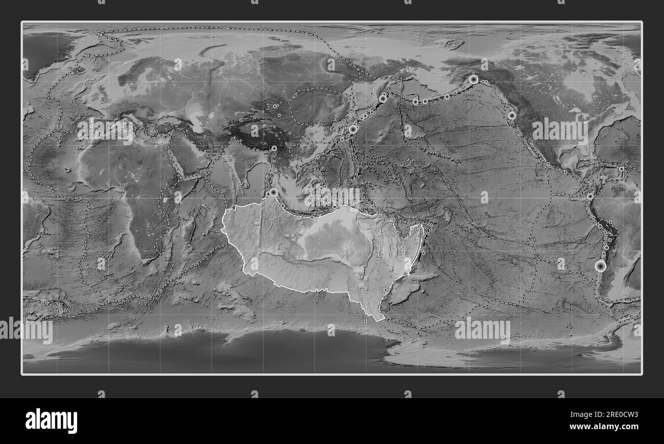 Australian tectonic plate on the grayscale elevation map in the ... Australian tectonic plate on the grayscale elevation map in the ...