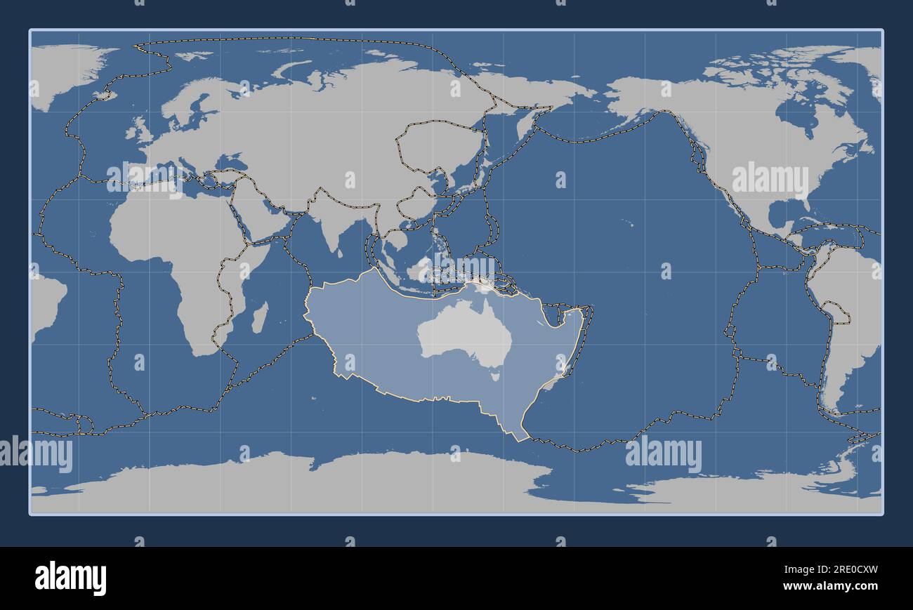 Australian tectonic plate on the solid contour map in the Patterson ...