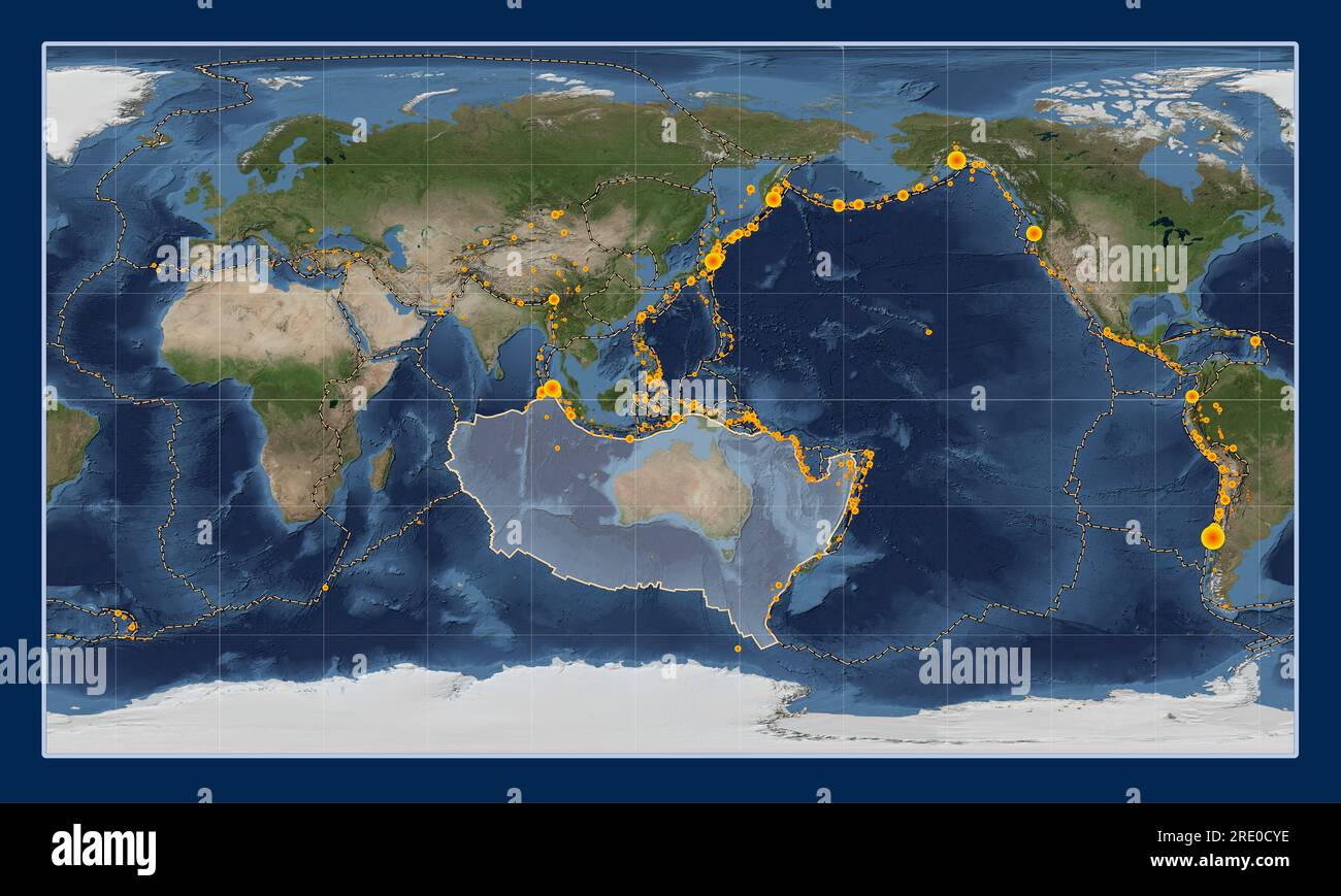 Australian tectonic plate on the Blue Marble satellite map in the ...