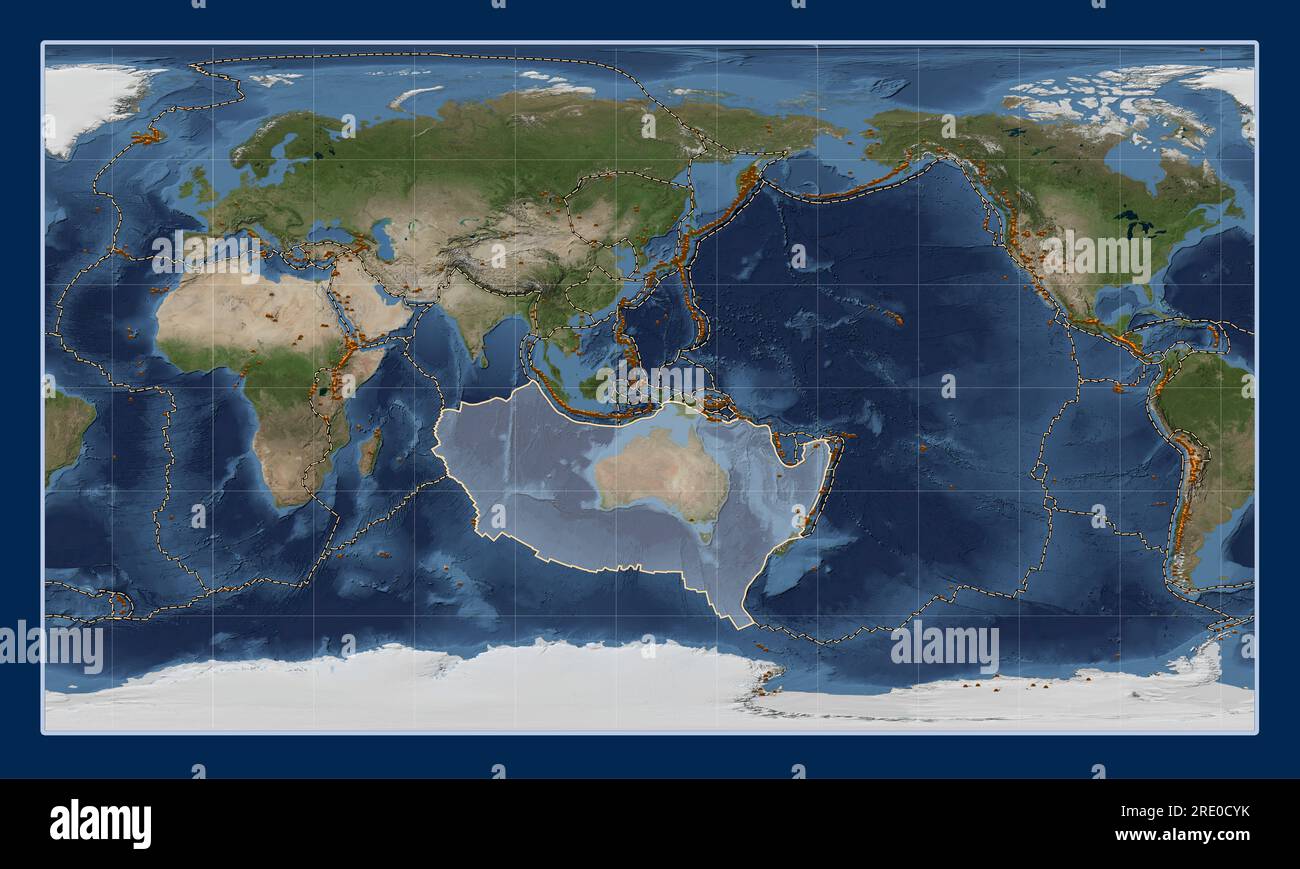 Australian tectonic plate on the Blue Marble satellite map in the ...