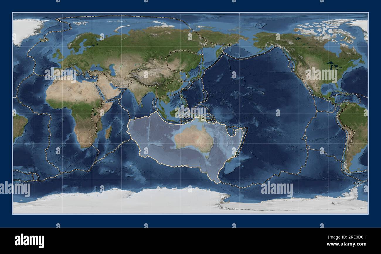 Australian tectonic plate on the Blue Marble satellite map in the ...