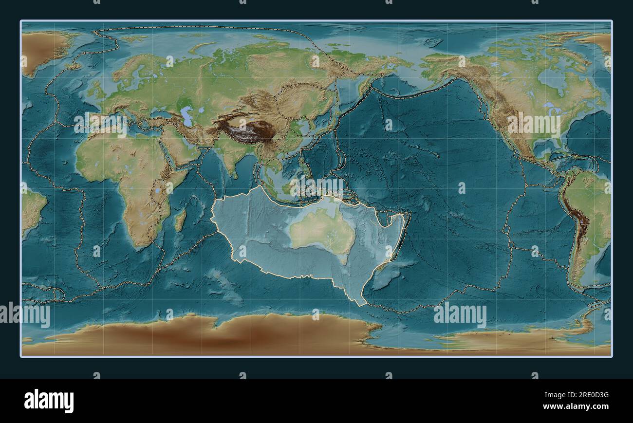 Australian tectonic plate on the Wiki style elevation map in the ...