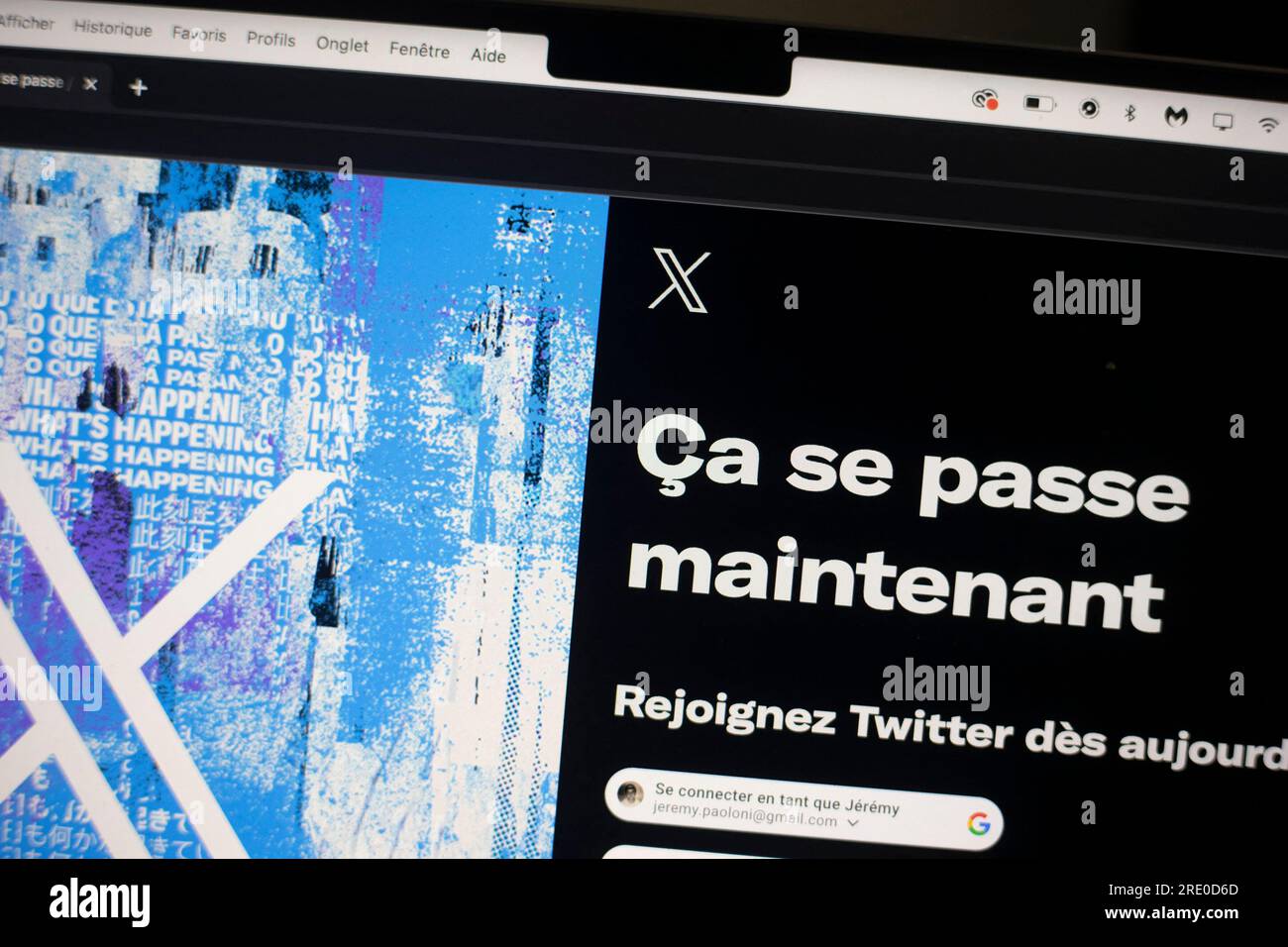 Twitter's new "X" logo. Paris, France, Monday, July 24, 2023. Twitter ...