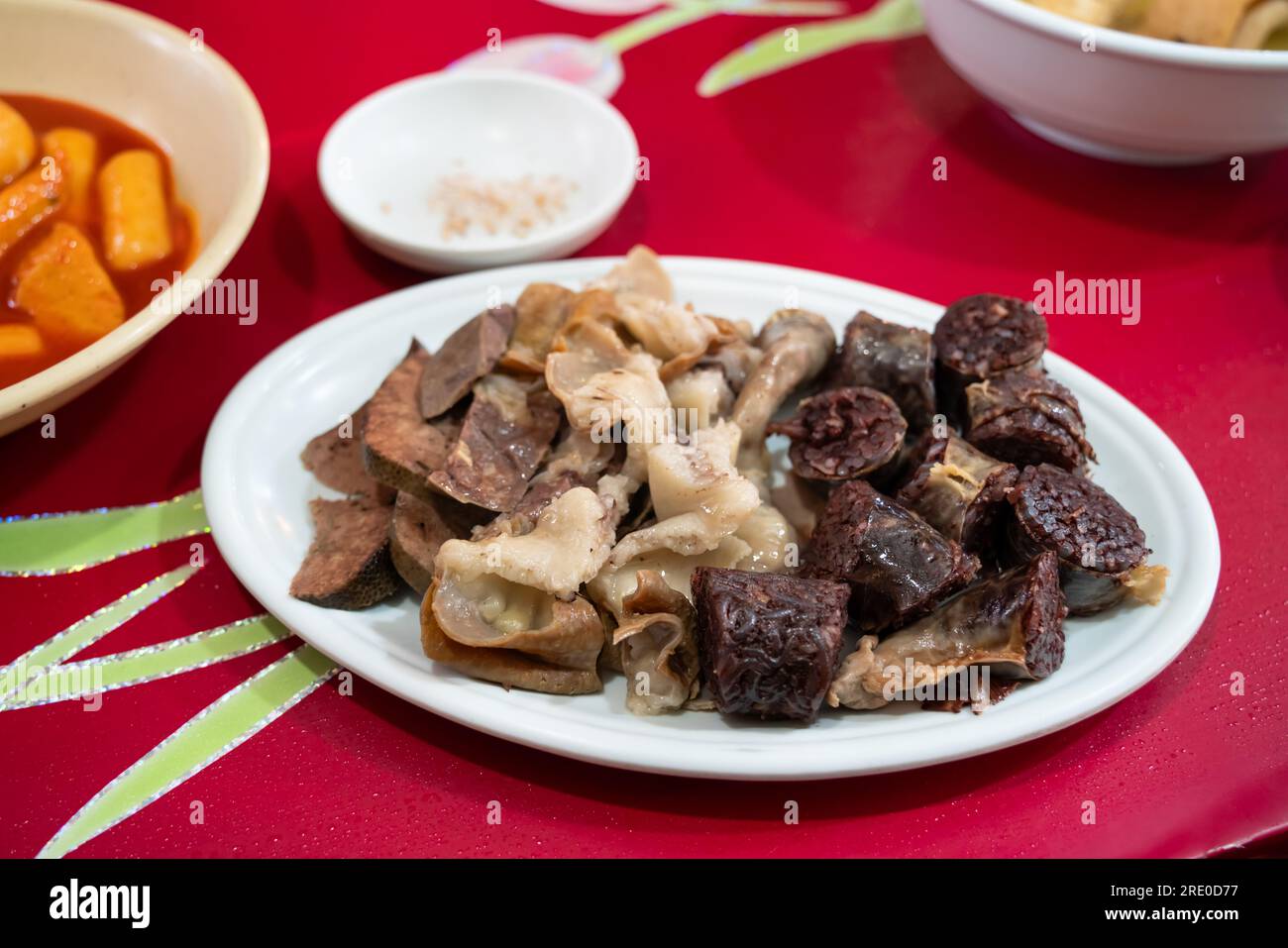 Delicious Korean cuisine Sundae, blood sausage made by steaming ...