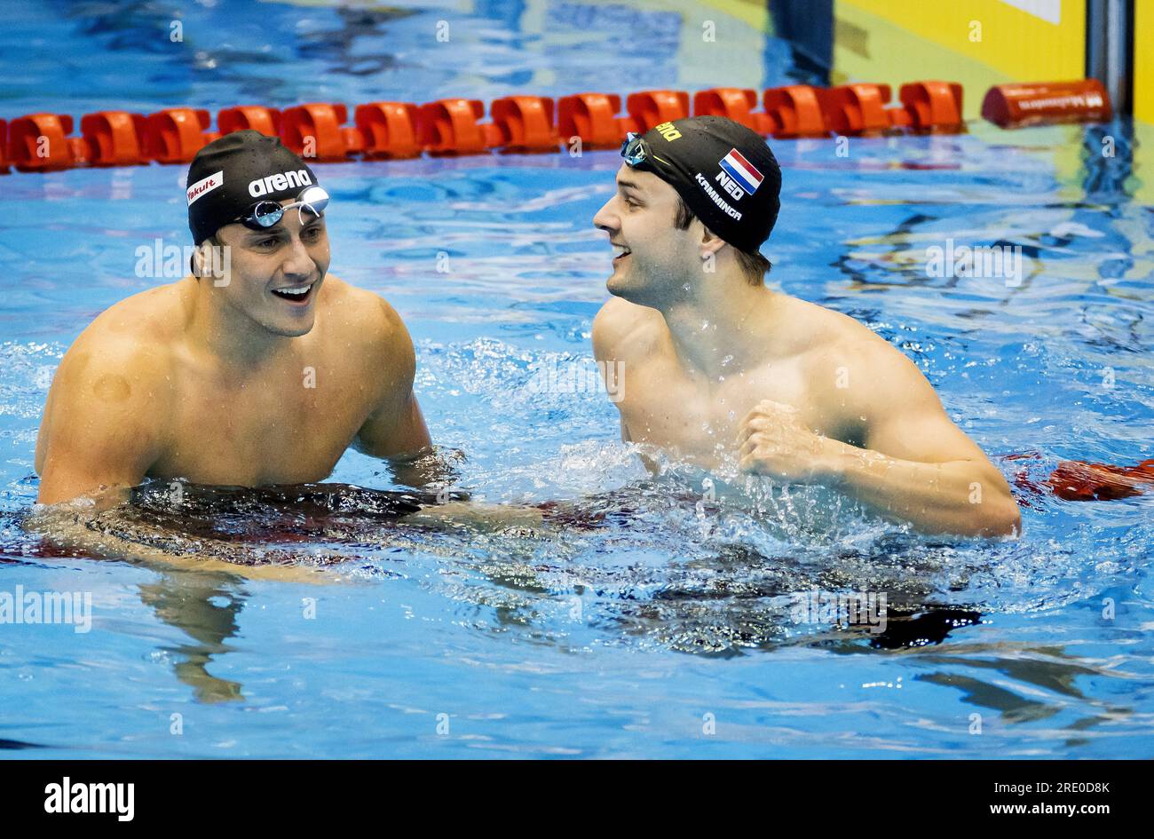FUKUOKA - Arno Kamminga (R) celebrates his second place with the ...