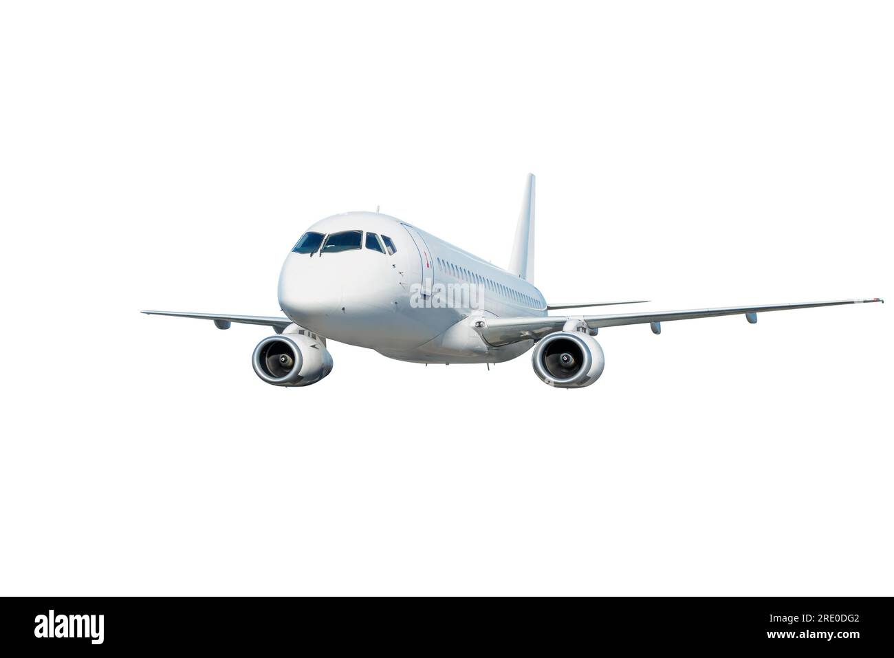 Passenger aircraft flying isolated on white background Stock Photo - Alamy