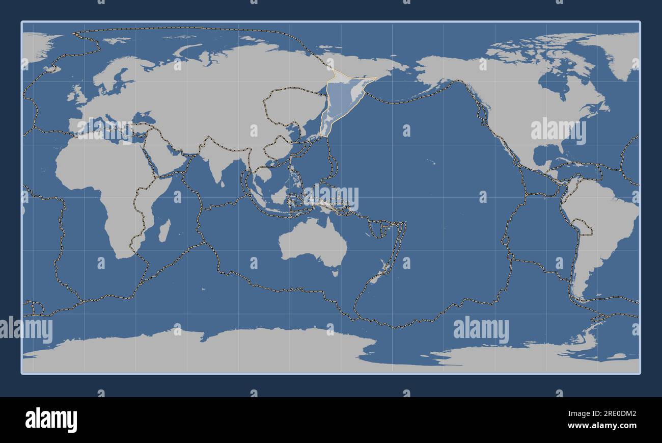 Okhotsk Tectonic Plate On The Solid Contour Map In The Patterson Cylindrical Projection Centered