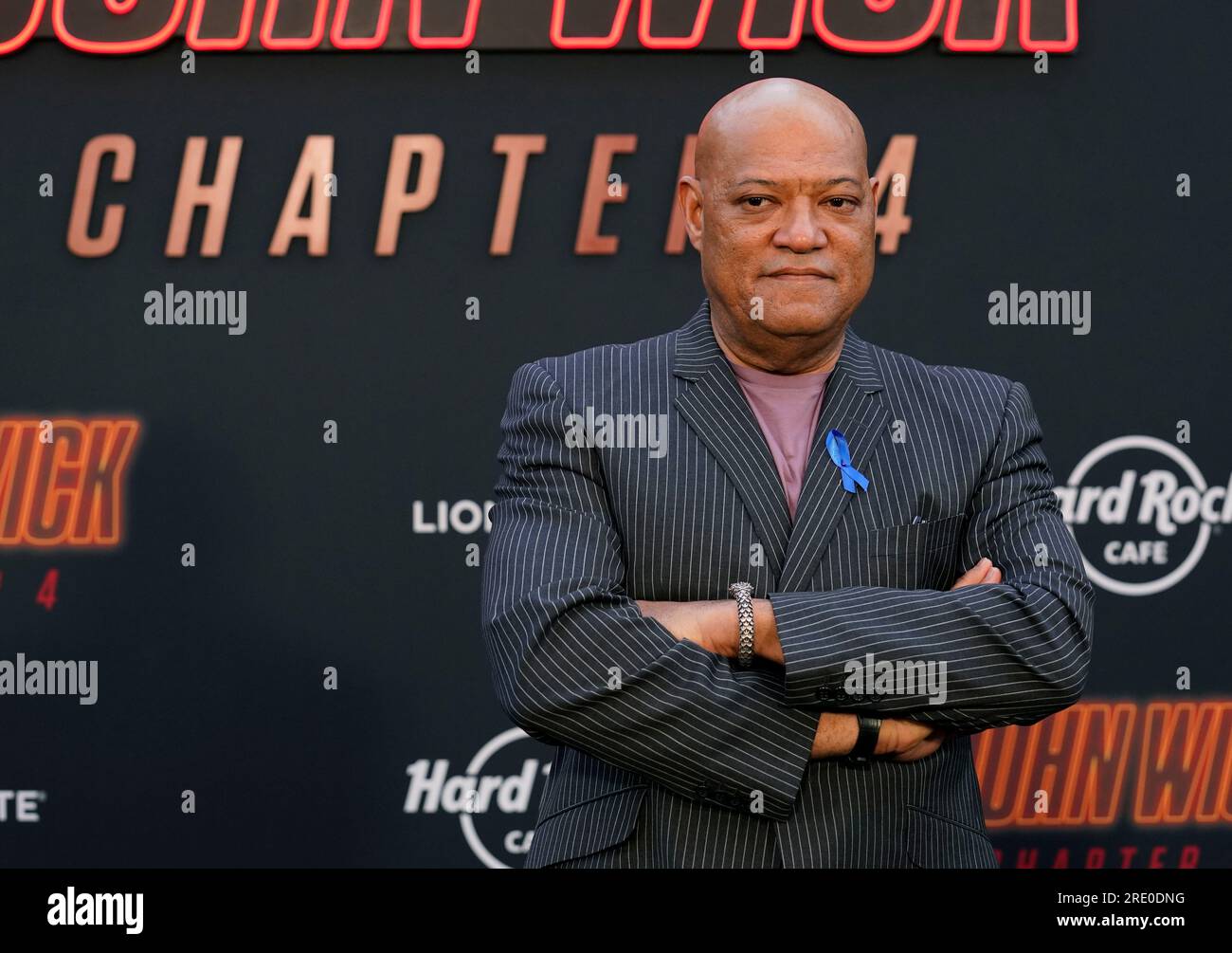 FILE - Laurence Fishburne poses at the premiere of "John Wick: Chapter ...