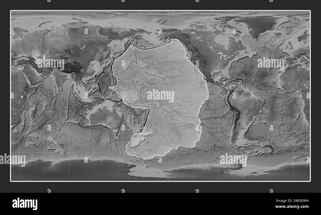 Pacific tectonic plate on the grayscale elevation map in the Patterson ...