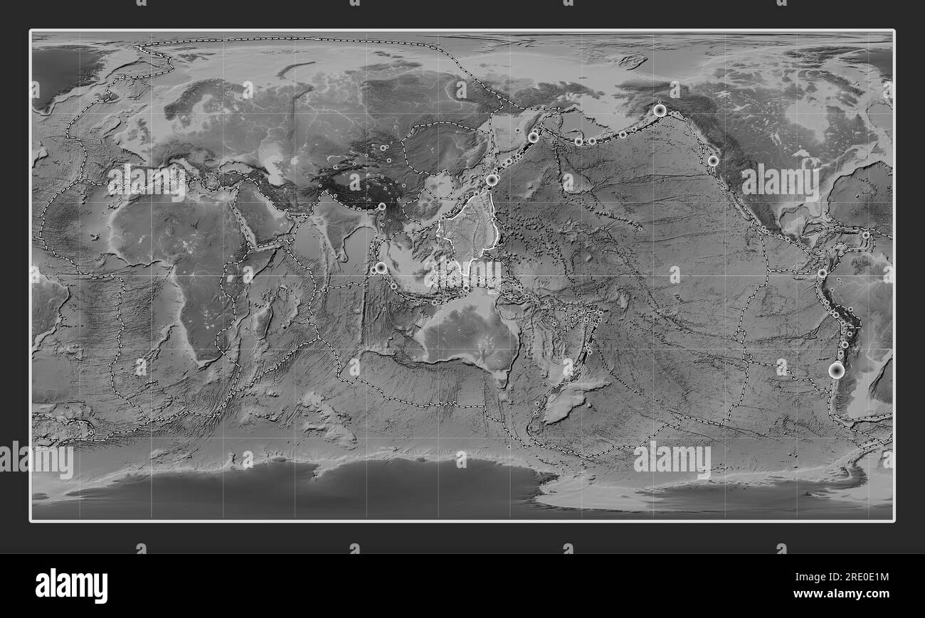 Philippine Sea tectonic plate on the grayscale elevation map in the ...