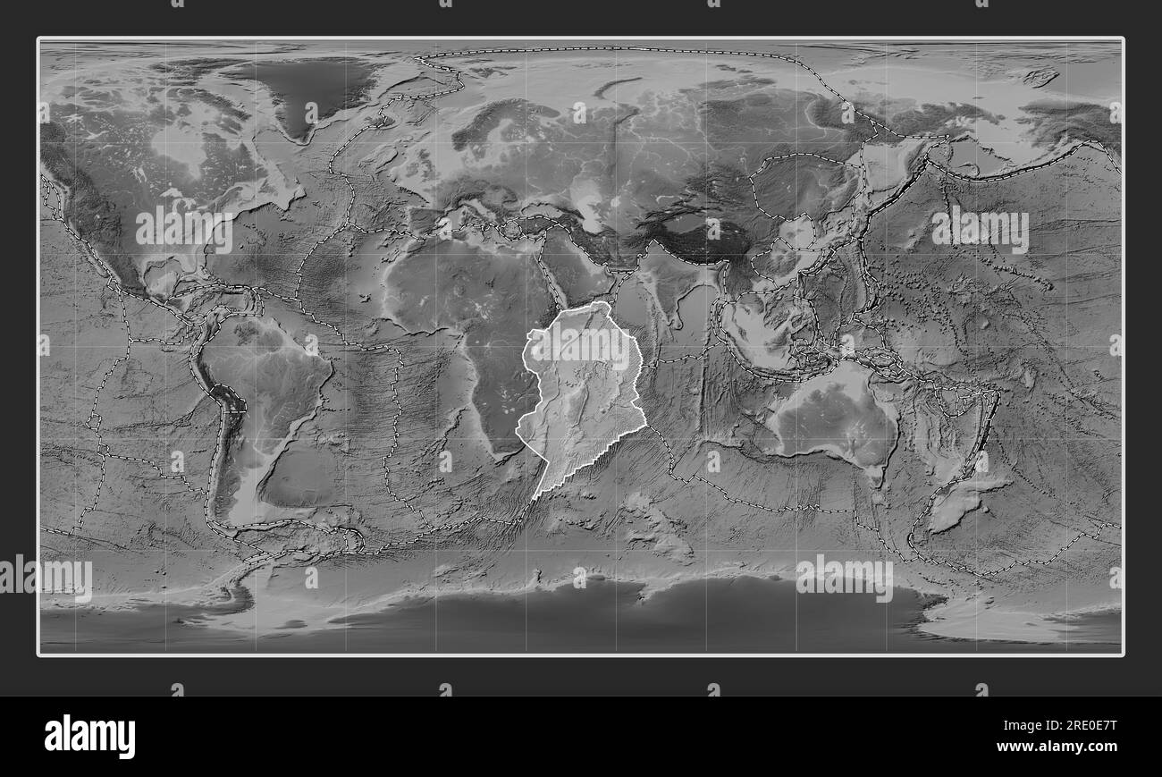 Somalian tectonic plate on the grayscale elevation map in the Patterson ...