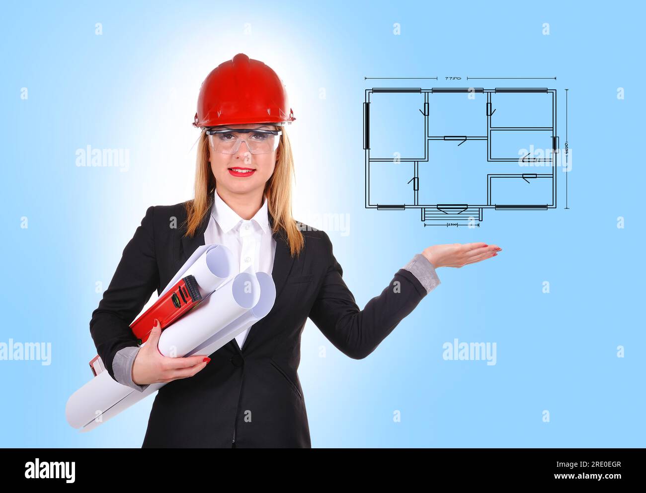Engineer holding blueprint in hi-res stock photography and images - Alamy