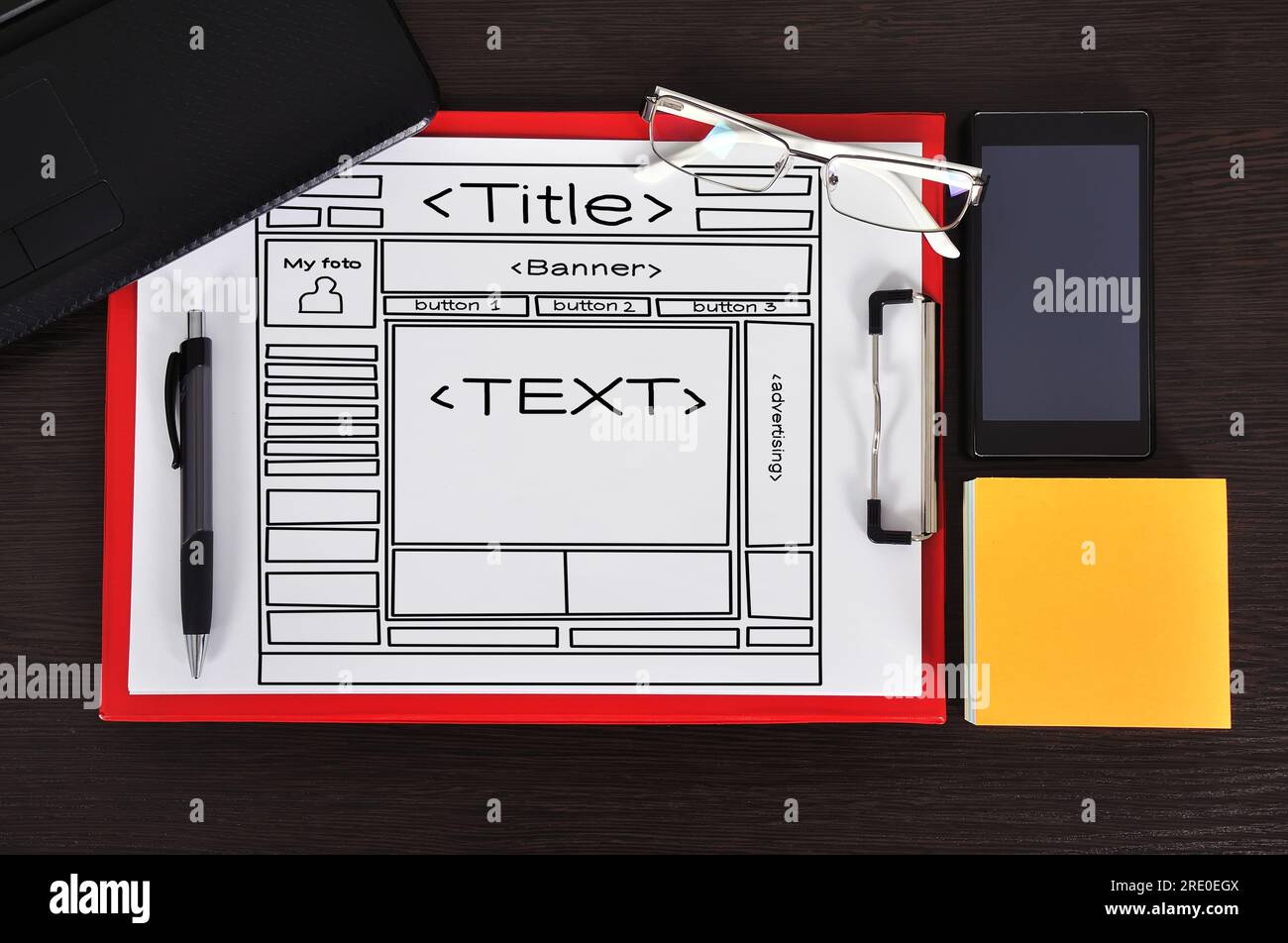 clipboard with template website on table and business object Stock ...