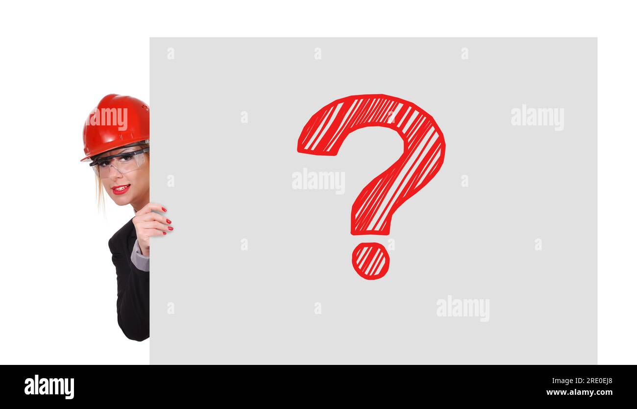 Helmet woman question mark hi-res stock photography and images - Alamy