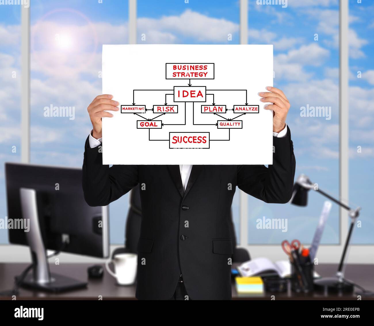 Businessman holding placard scheme hi-res stock photography and images ...